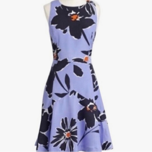 J. Crew | Dresses | Jcrew Periwinkle Navy Floral Print Sleeveless Fit ...